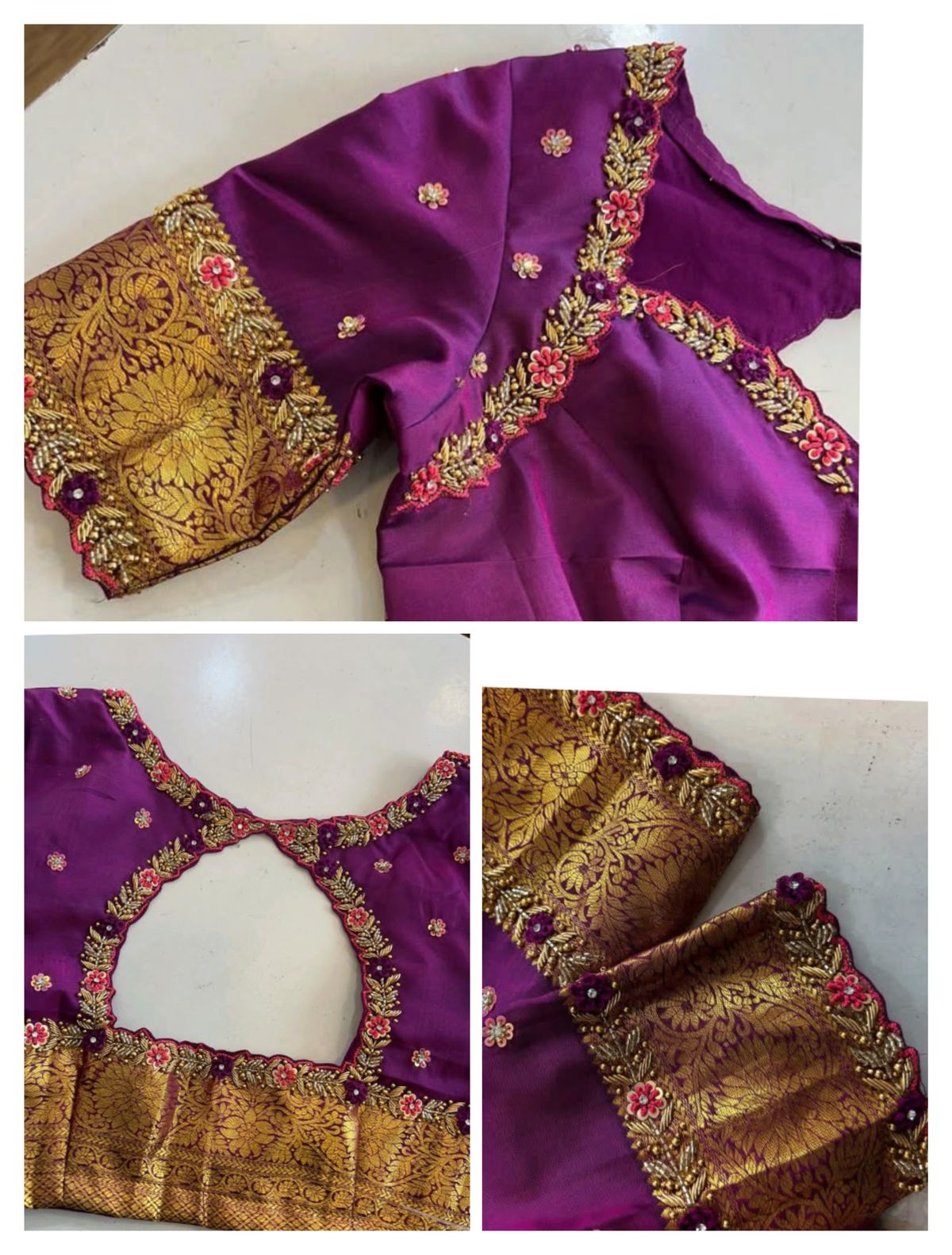 Latest Trendy Maggam Cut Work Blouse Designs