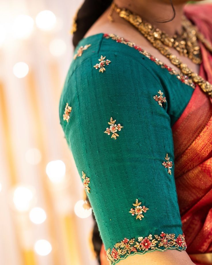 Latest Trendy Maggam Cut Work Blouse Designs