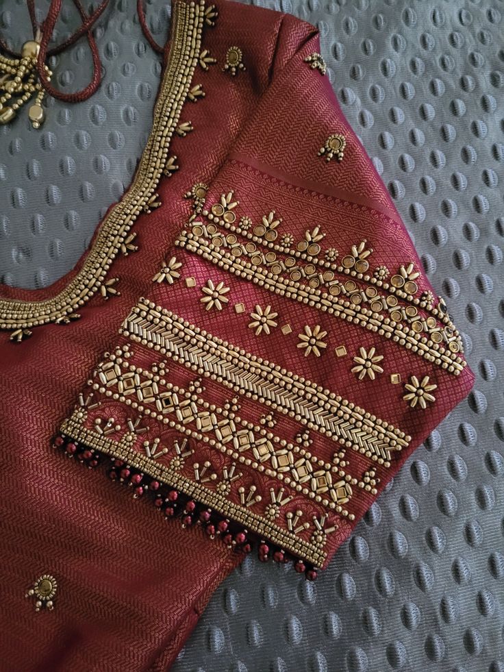 Latest Trendy Maggam Cut Work Blouse Designs