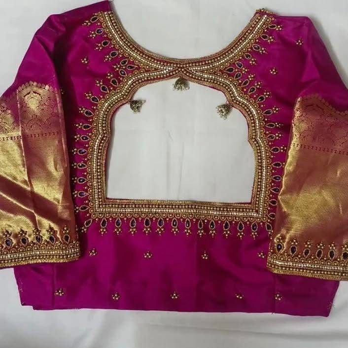 Latest Trendy Maggam Cut Work Blouse Designs