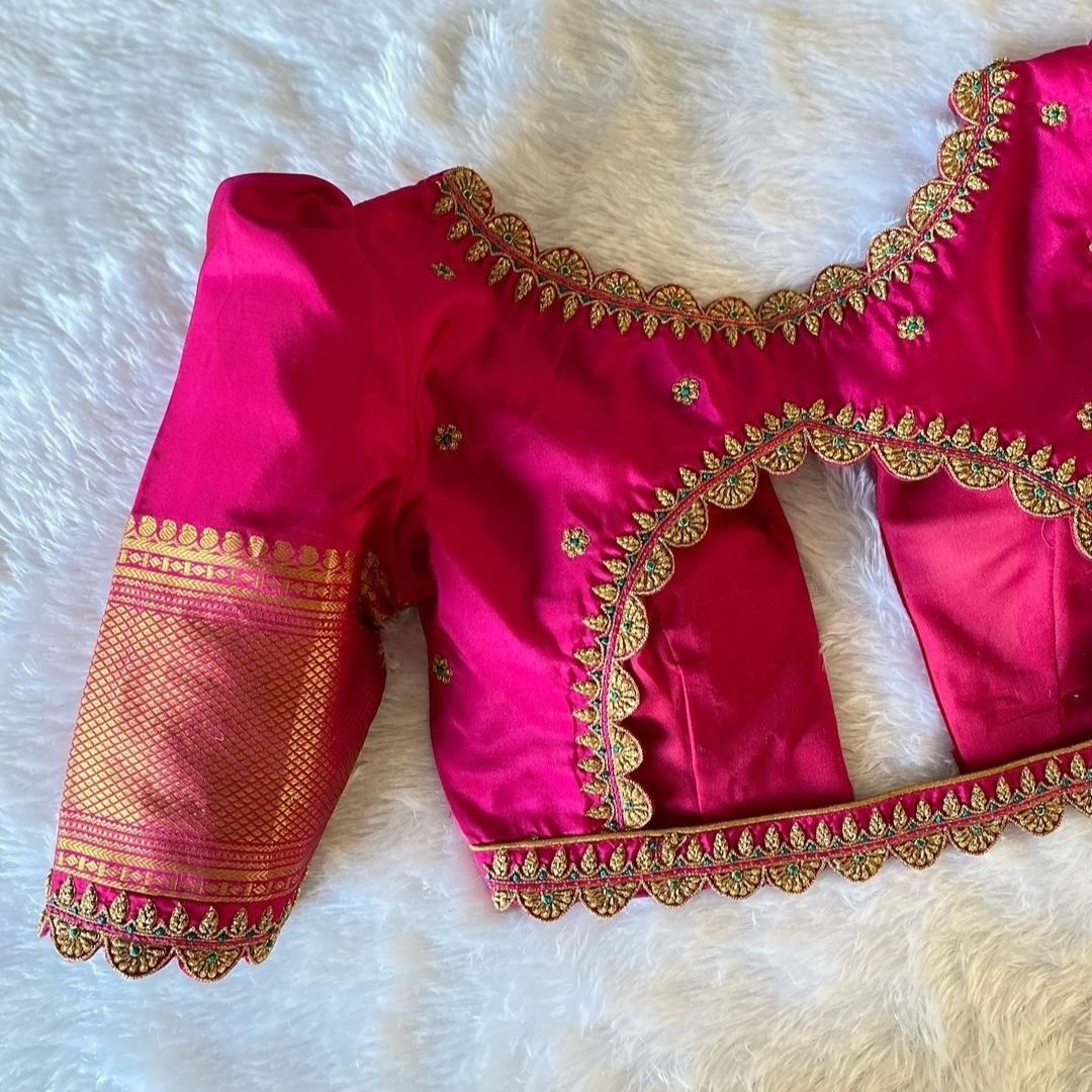 Latest Trendy Maggam Cut Work Blouse Designs